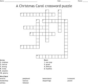 A Christmas Carol Crossword Puzzle Easy - Easycrosswordpuzzlesprintable.com